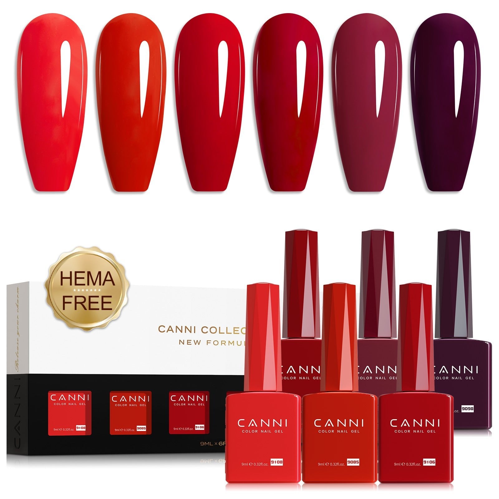 9ml Hema Free Nail Gel 6 Colors Set | CANNI Official