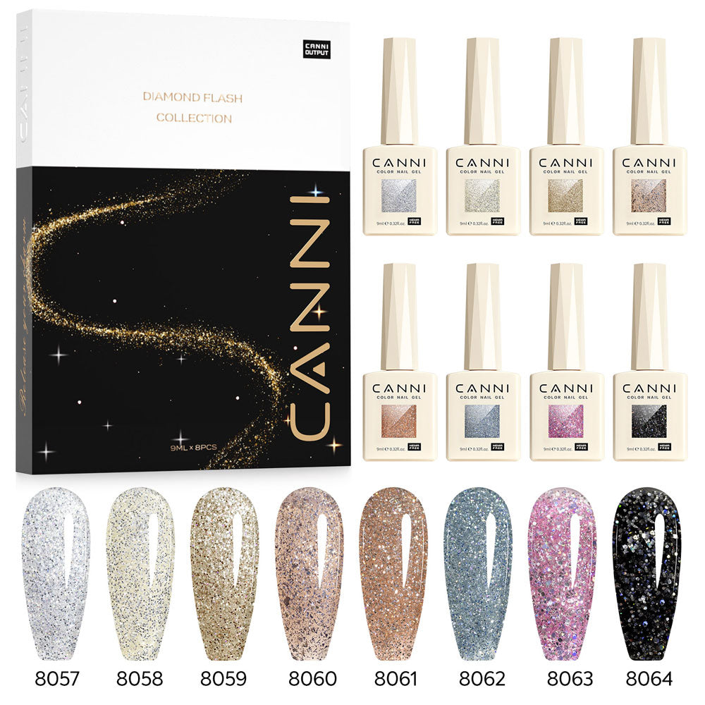 Glitter Gel Polish 8 Colors Set - Diamond Collection | CANNI Official